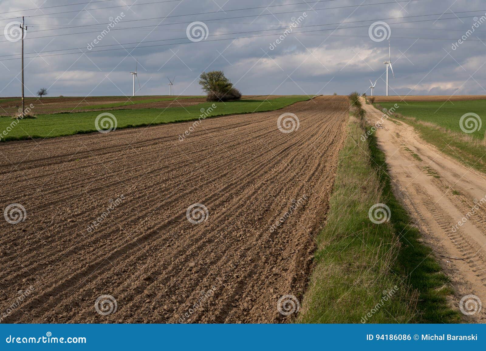 Landscape with Plowed Empty Field Stock Photo - Image of grow, wind ...
