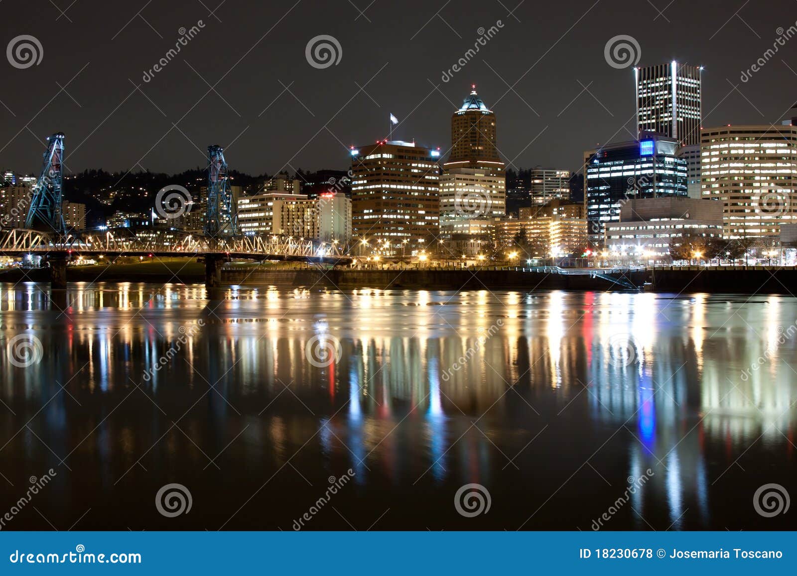 Landscape of Portland, Oregon, USA. Stock Photo - Image of bridge ...