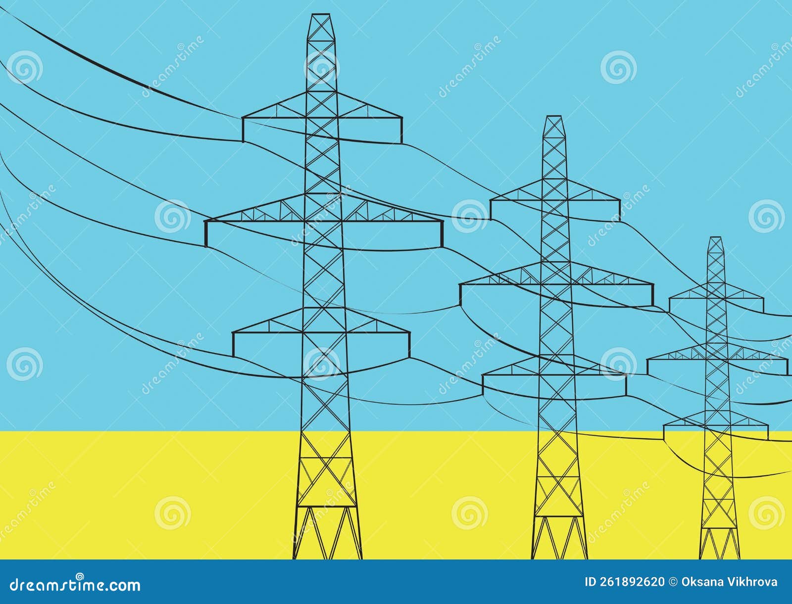 Electric towers stock vector. Illustration of tower - 261892620