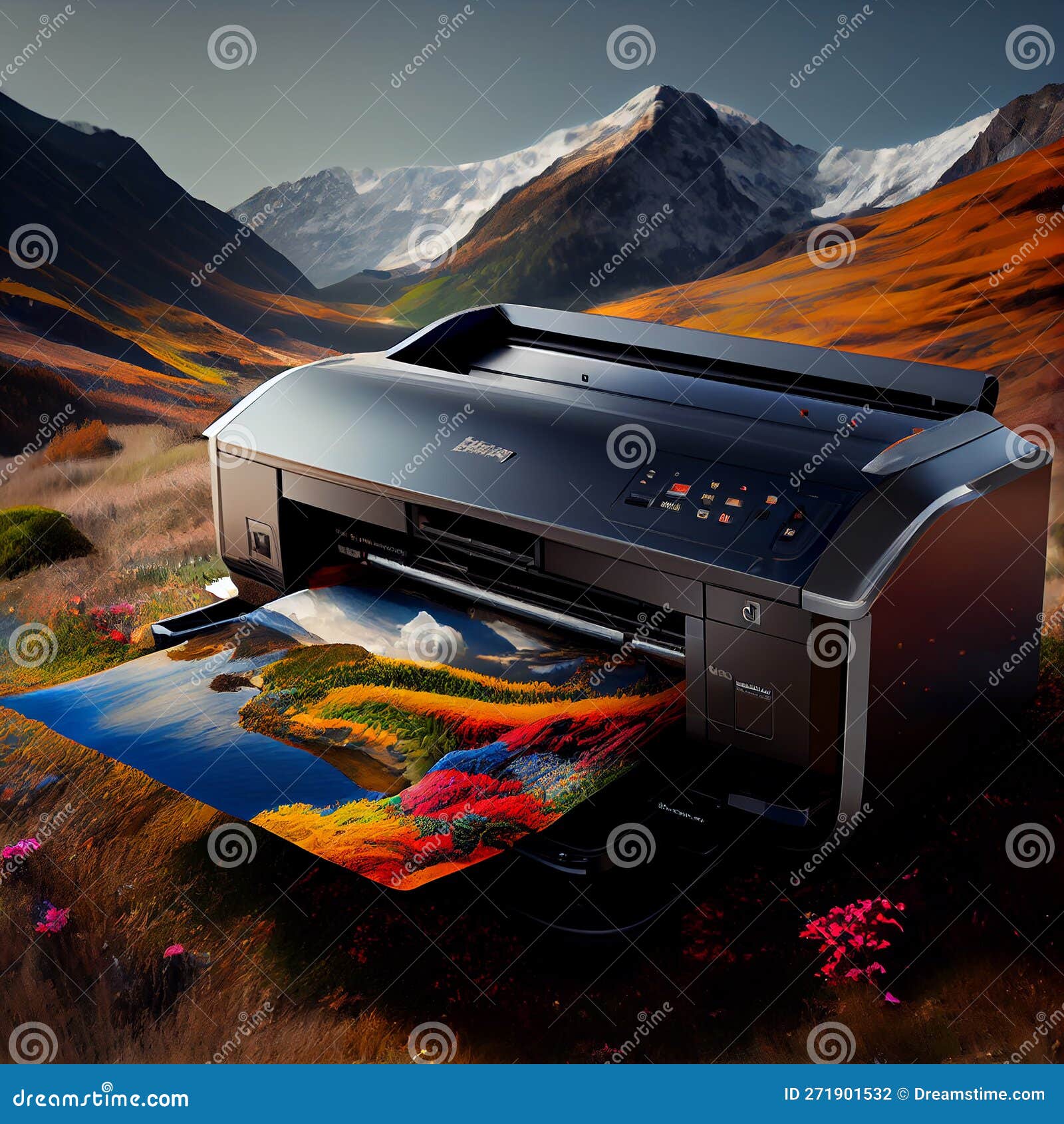 Landscape with Printer Machine Technology ,generative AI Stock ...