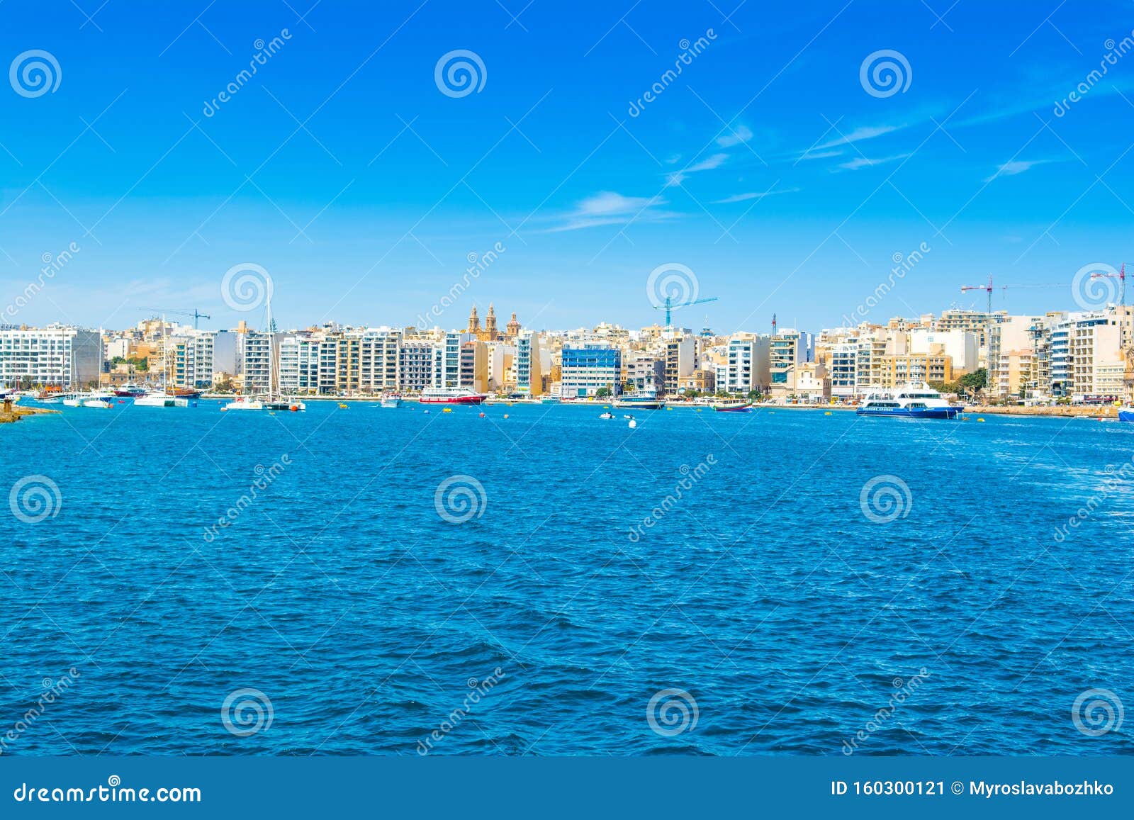 Landscape of the Promenade and Marina in Sliema Stock Image - Image of ...