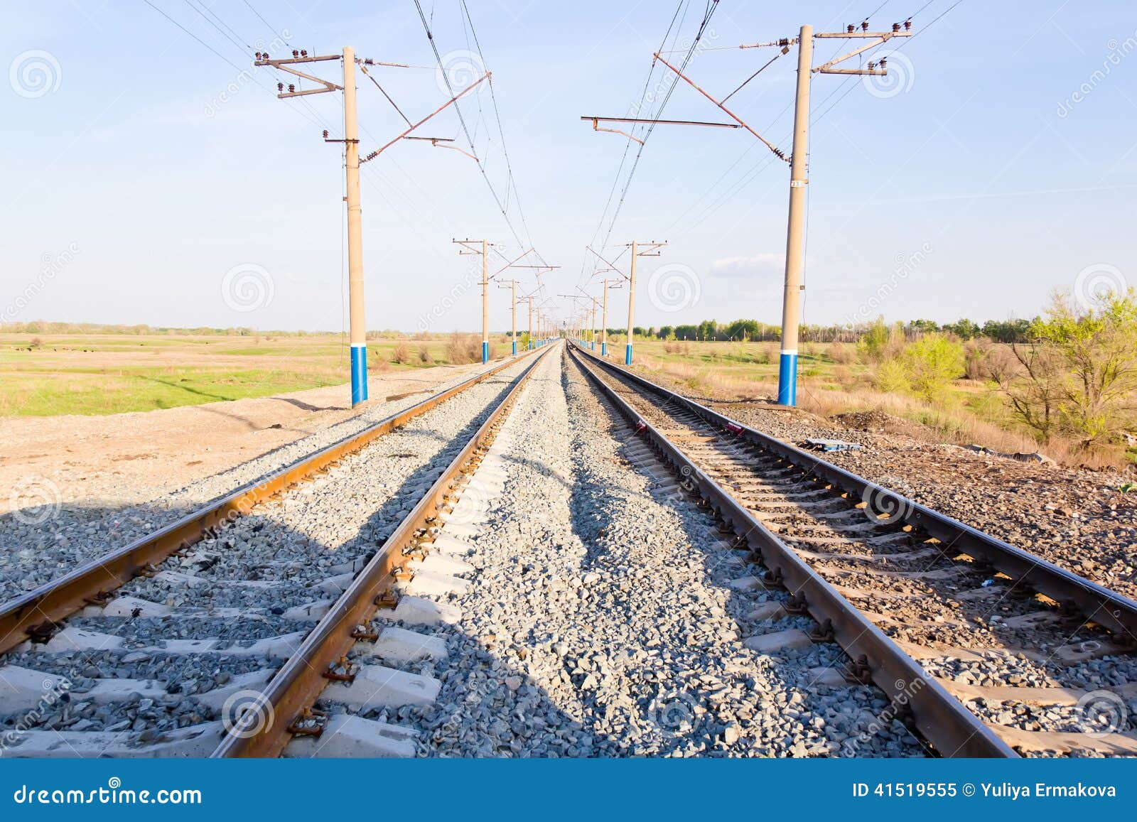 Landscape with Railroad Perspective Stock Image - Image of summer ...