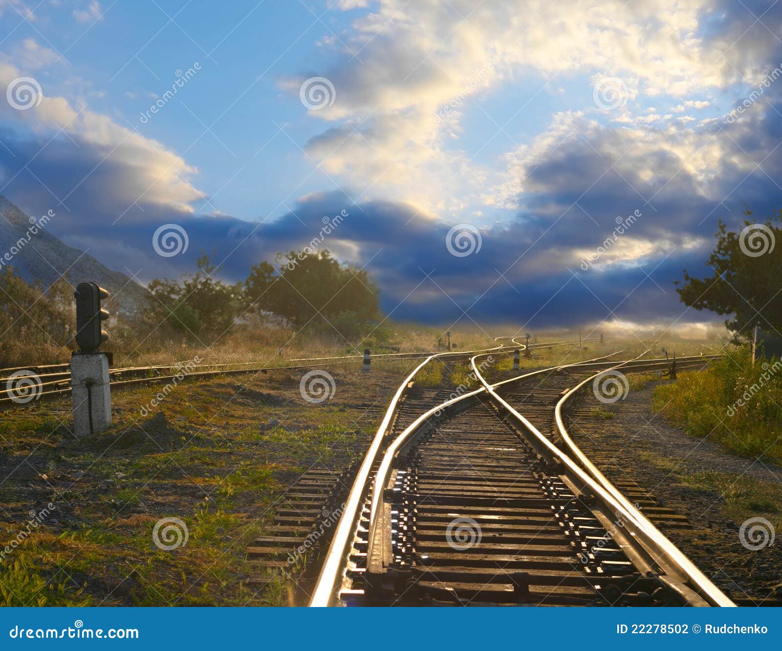 Landscape with Railroad Rails Stock Photo - Image of track, direction ...