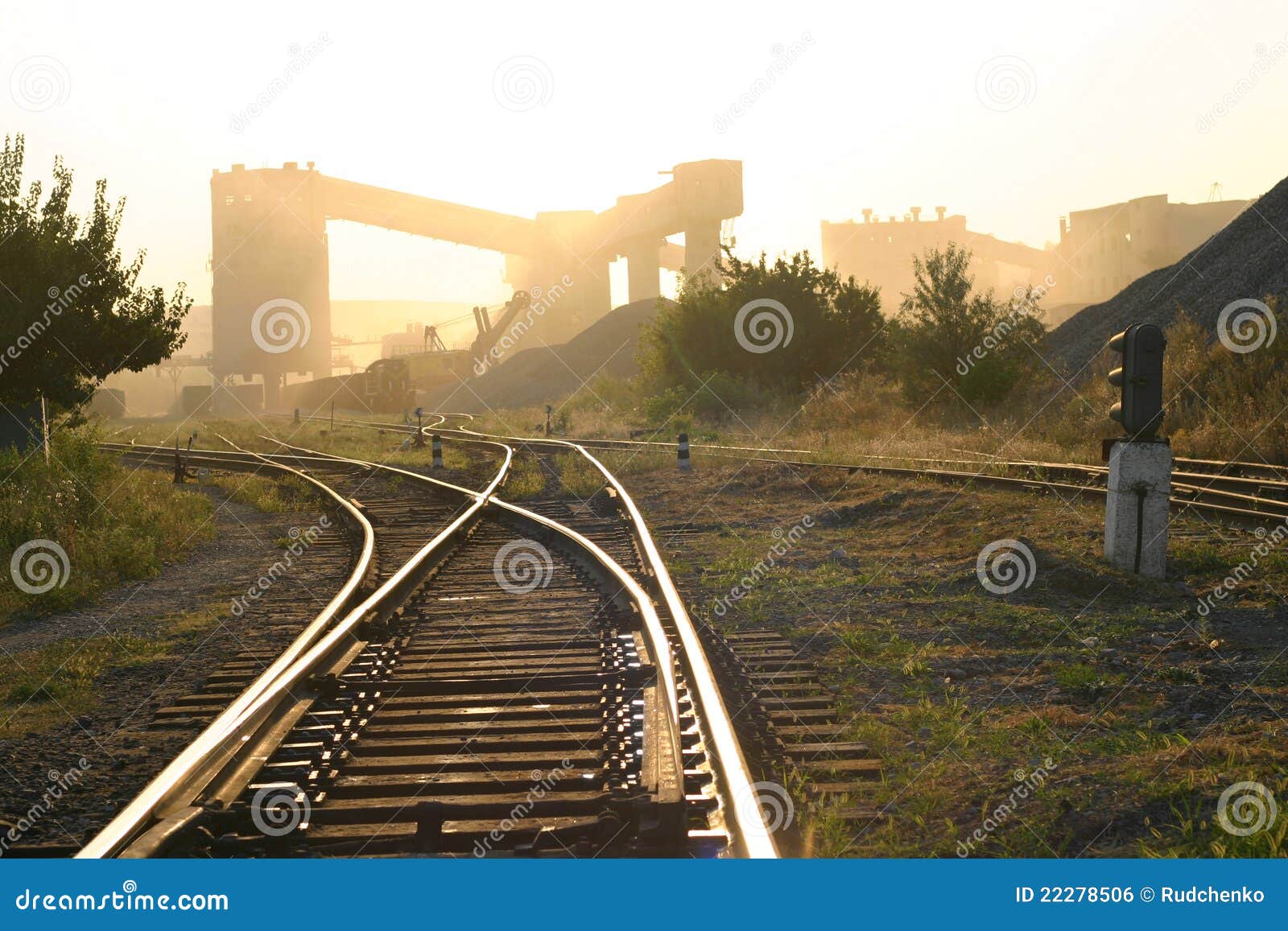 Landscape with Railroad Rails Stock Photo - Image of commuter, steel ...