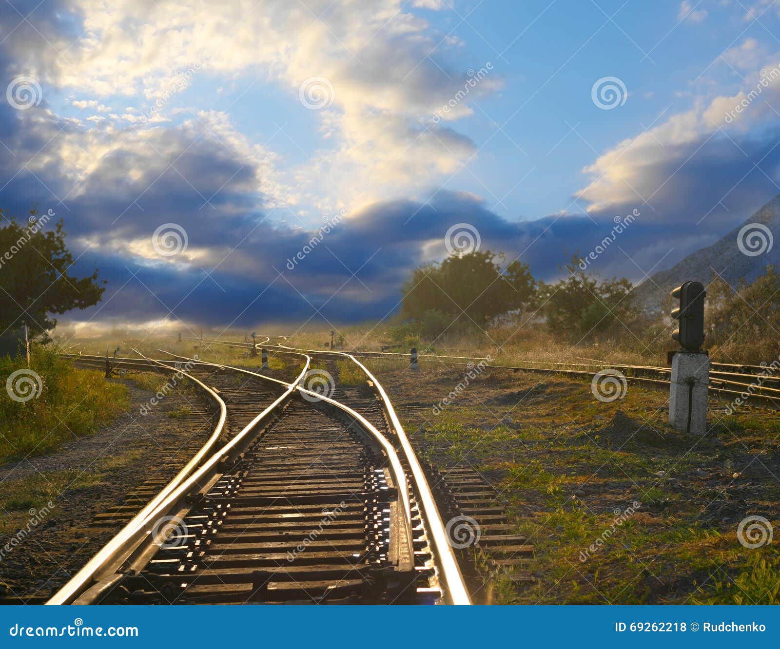 Landscape with Railroad Rails Stock Photo - Image of node, girder: 69262218