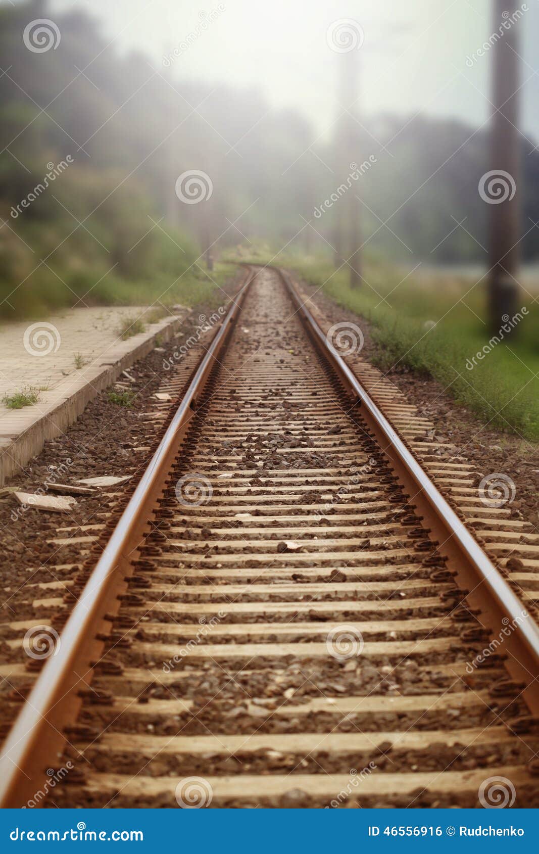 Landscape with Railroad Rails Stock Photo - Image of mystic, railway ...