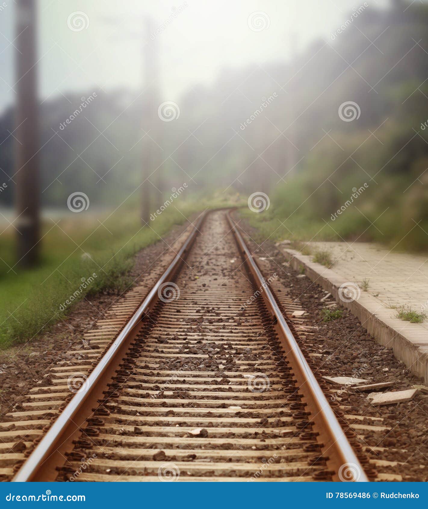 Landscape with Railroad Rails Stock Photo - Image of mystic, road: 78569486