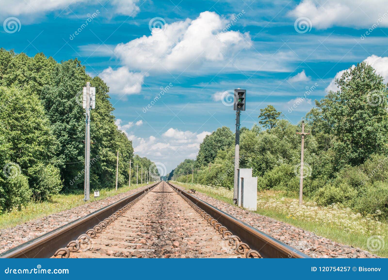Landscape with Railroad Railway Stock Image - Image of steel ...