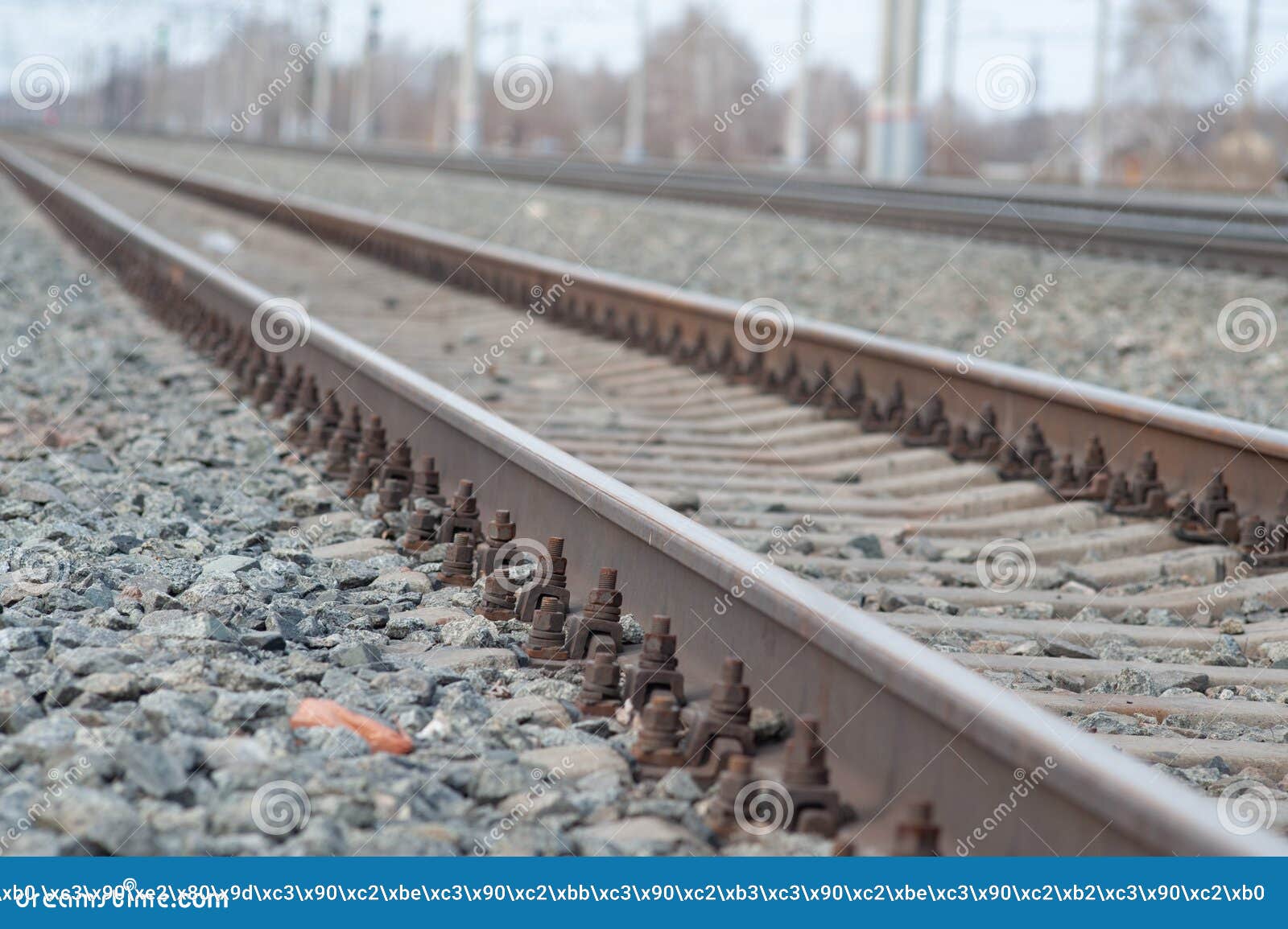 Landscape with Railroad Tracks, Transportation Stock Image - Image of ...