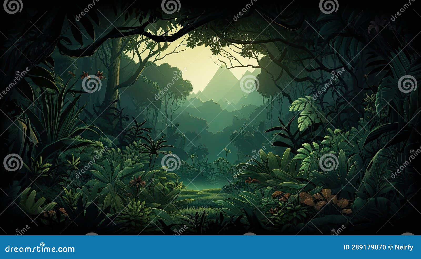 Landscape of rainforest stock illustration. Illustration of garden ...