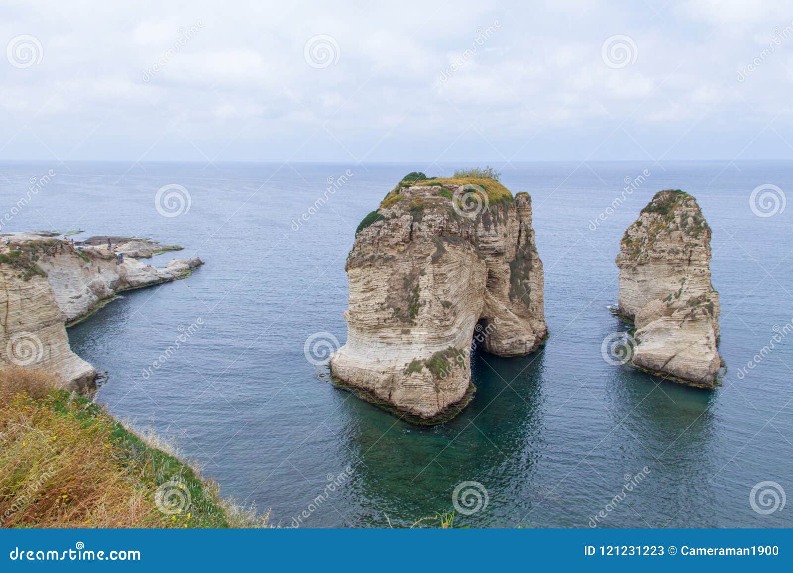 Rawsha Rock in Beirut - Lebanon Stock Image - Image of scene, colorful ...