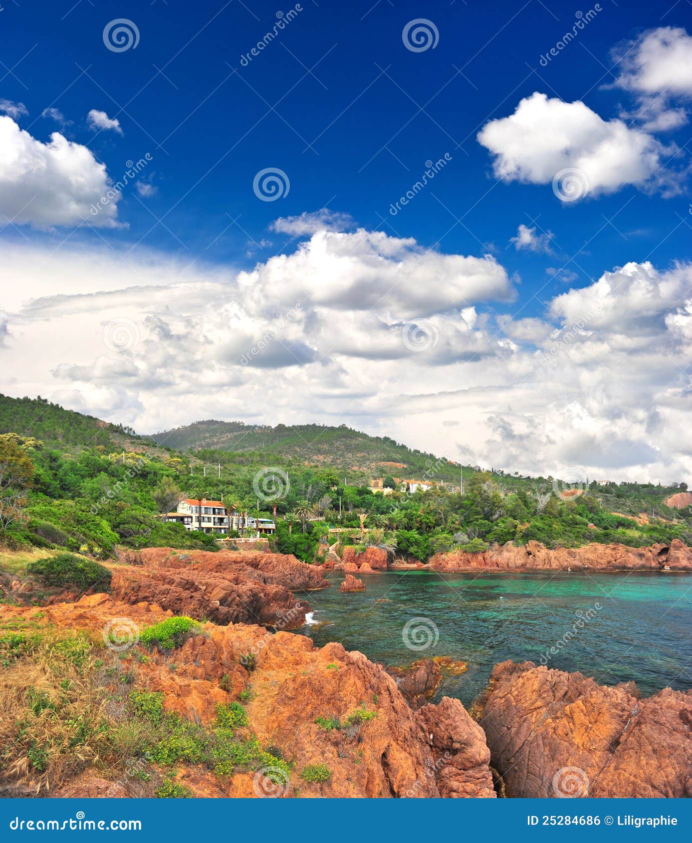 Landscape with Red Cliffs and Dramatic Blue Sky Stock Photo - Image of ...