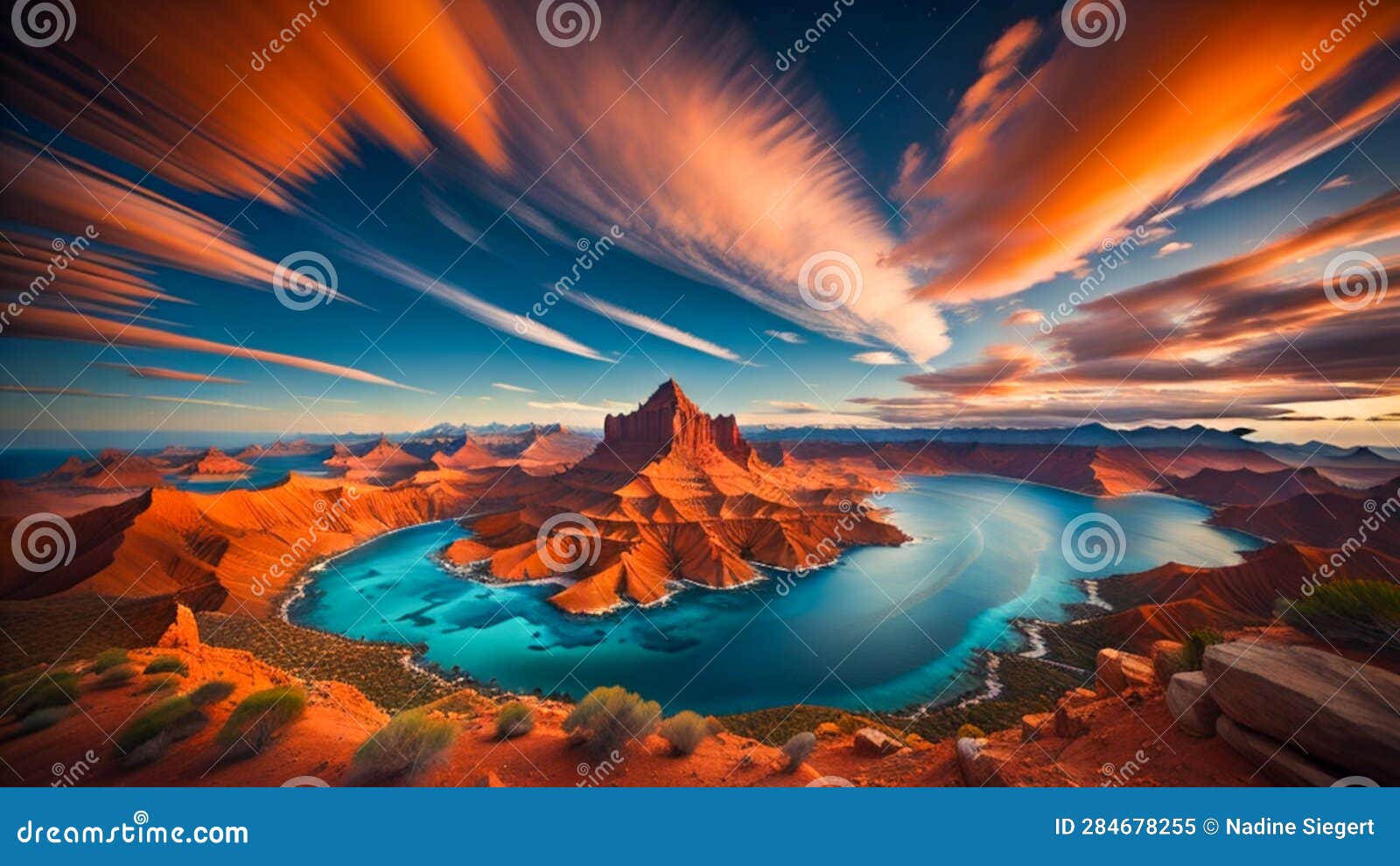 Red Mountain Landscape with Top View Stock Illustration - Illustration ...