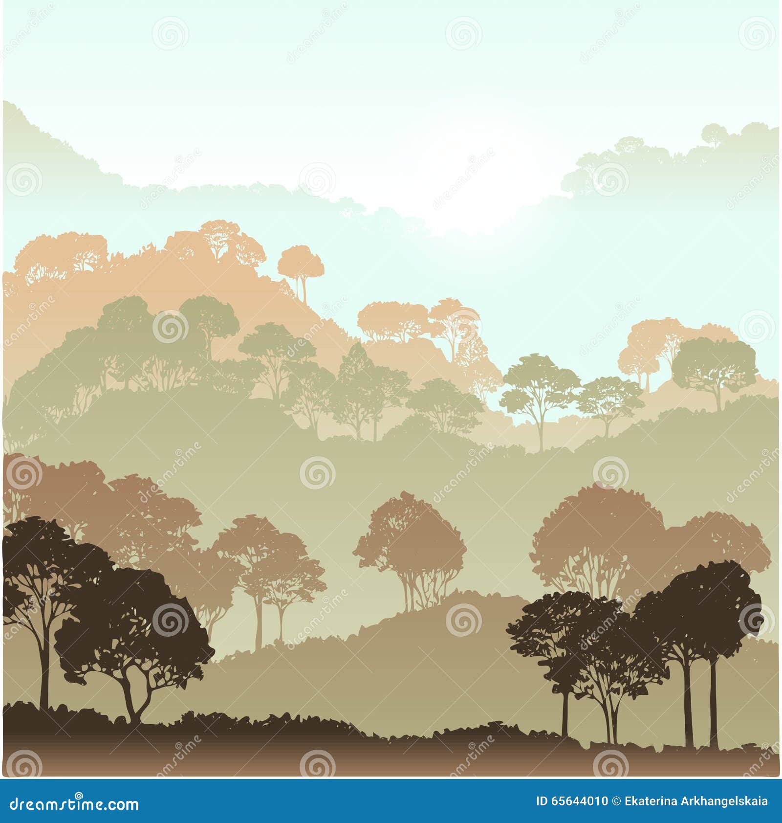 Landscape with rees stock illustration. Illustration of design - 65644010