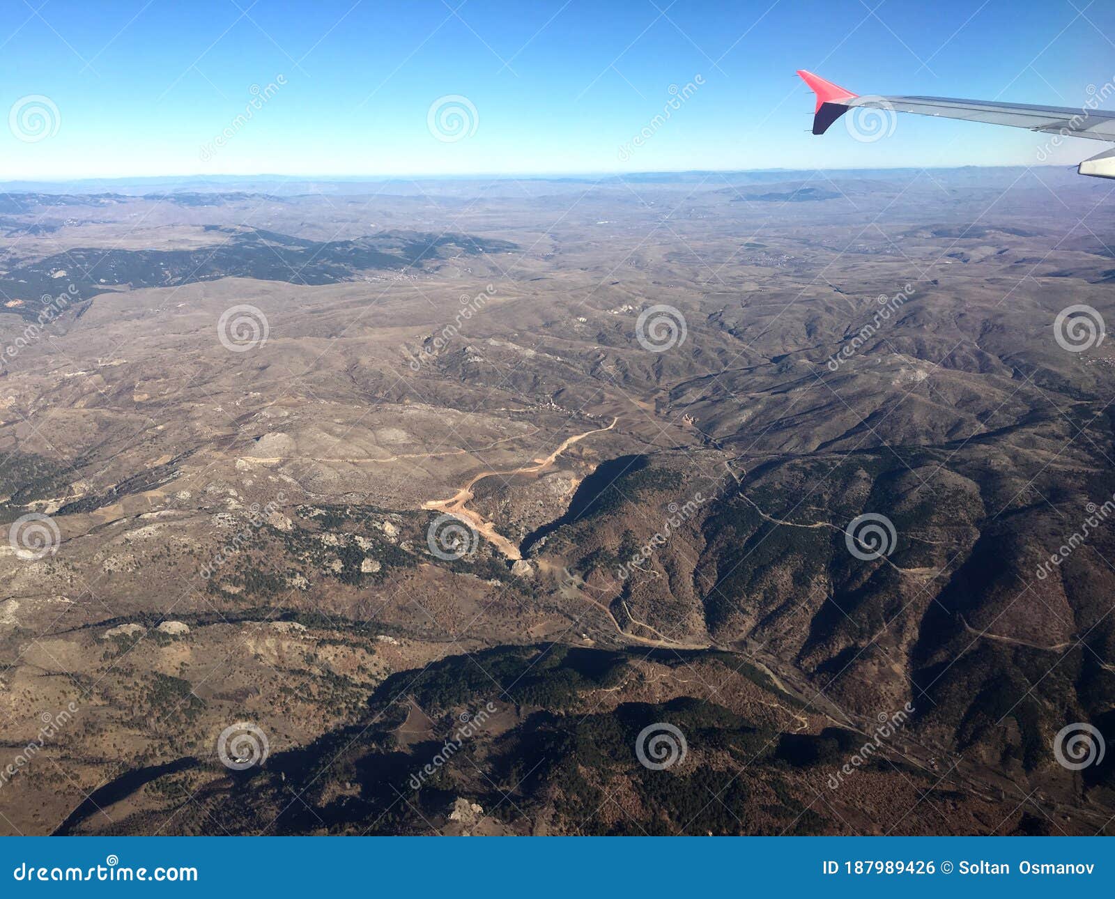 Landscape Relief Surface of the Earth from the Plane Window. Stock ...