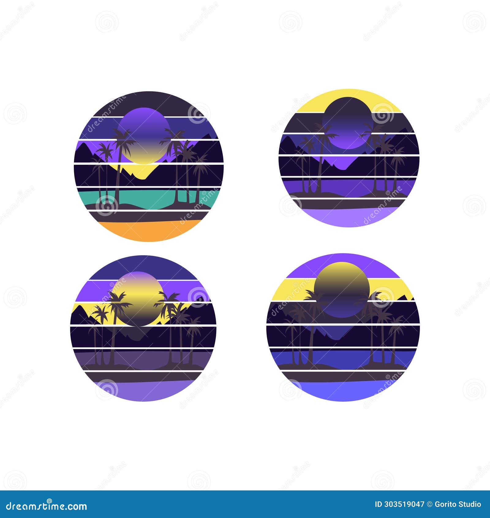 90an 80an 70an Landscape Retro Vector Illustration Stock Vector ...