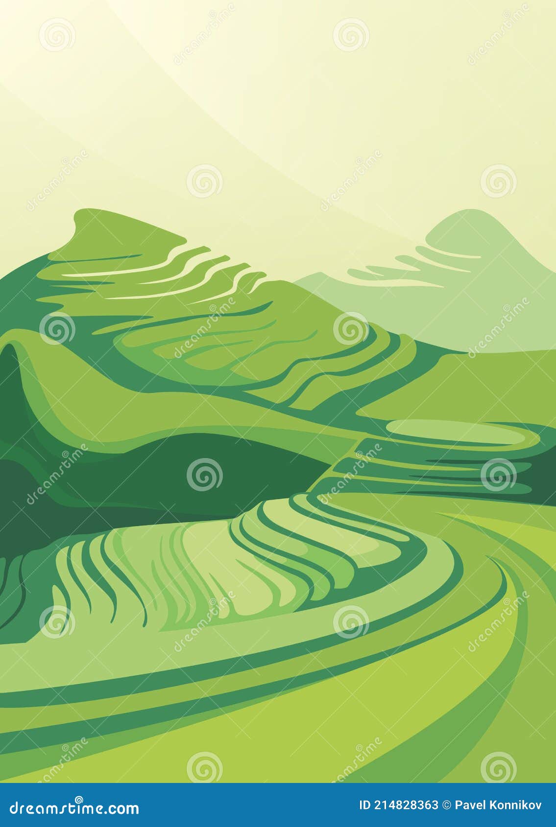 Landscape with Rice Terraces Stock Vector - Illustration of china ...