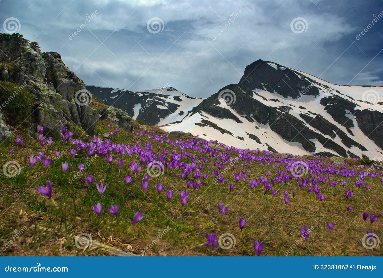 Landscape in Rila stock photo. Image of crocus, clouds - 32381062