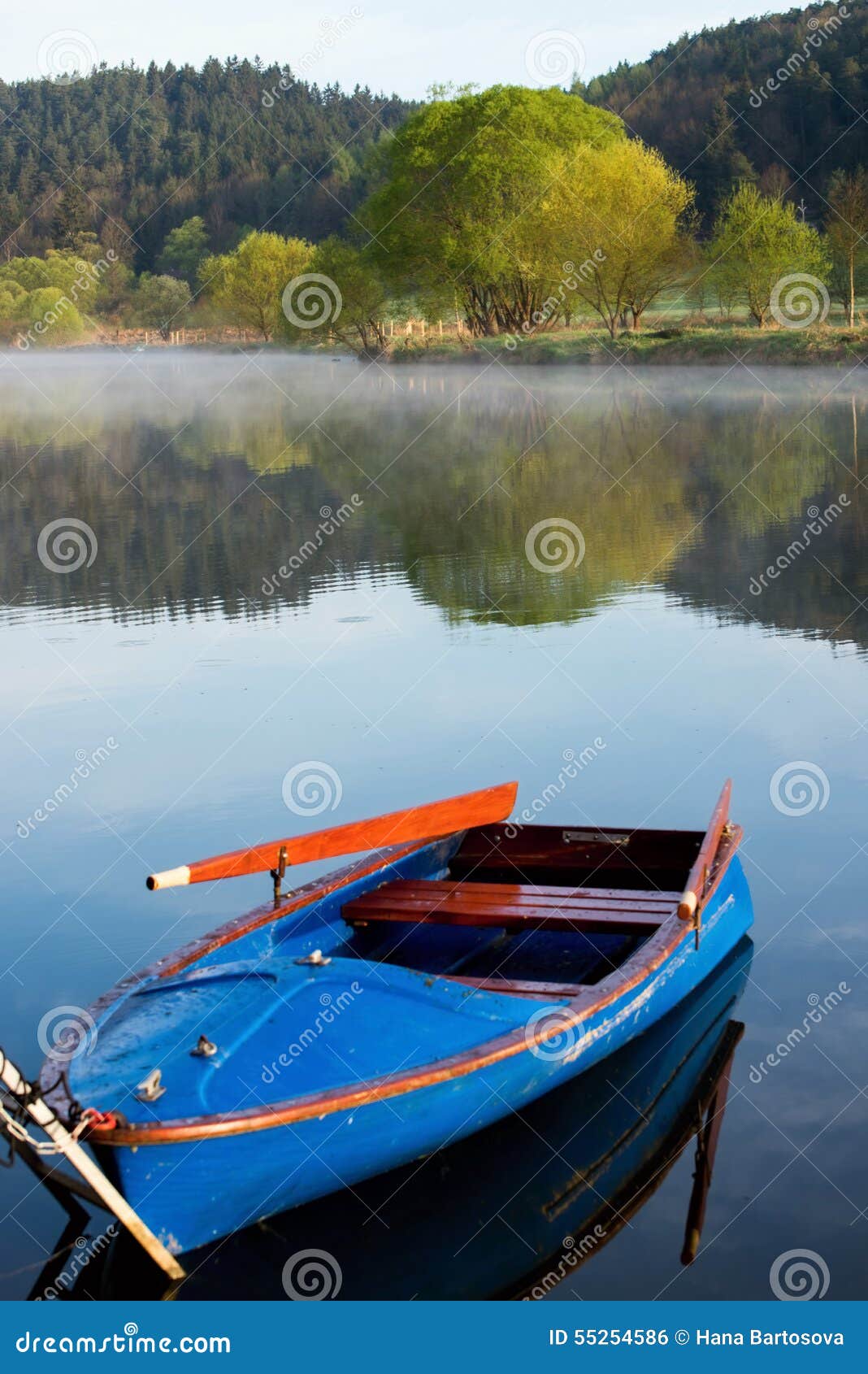 Landscape by the River with Boat Stock Photo - Image of creek, restful ...
