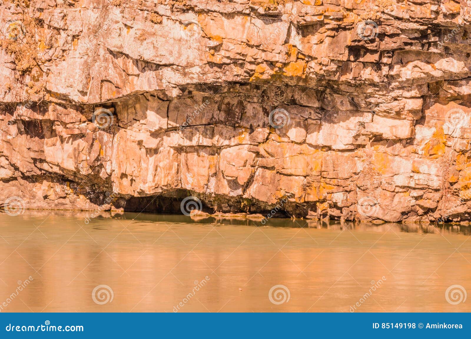 Landscape of a River Cliff Face Stock Photo - Image of boulders ...