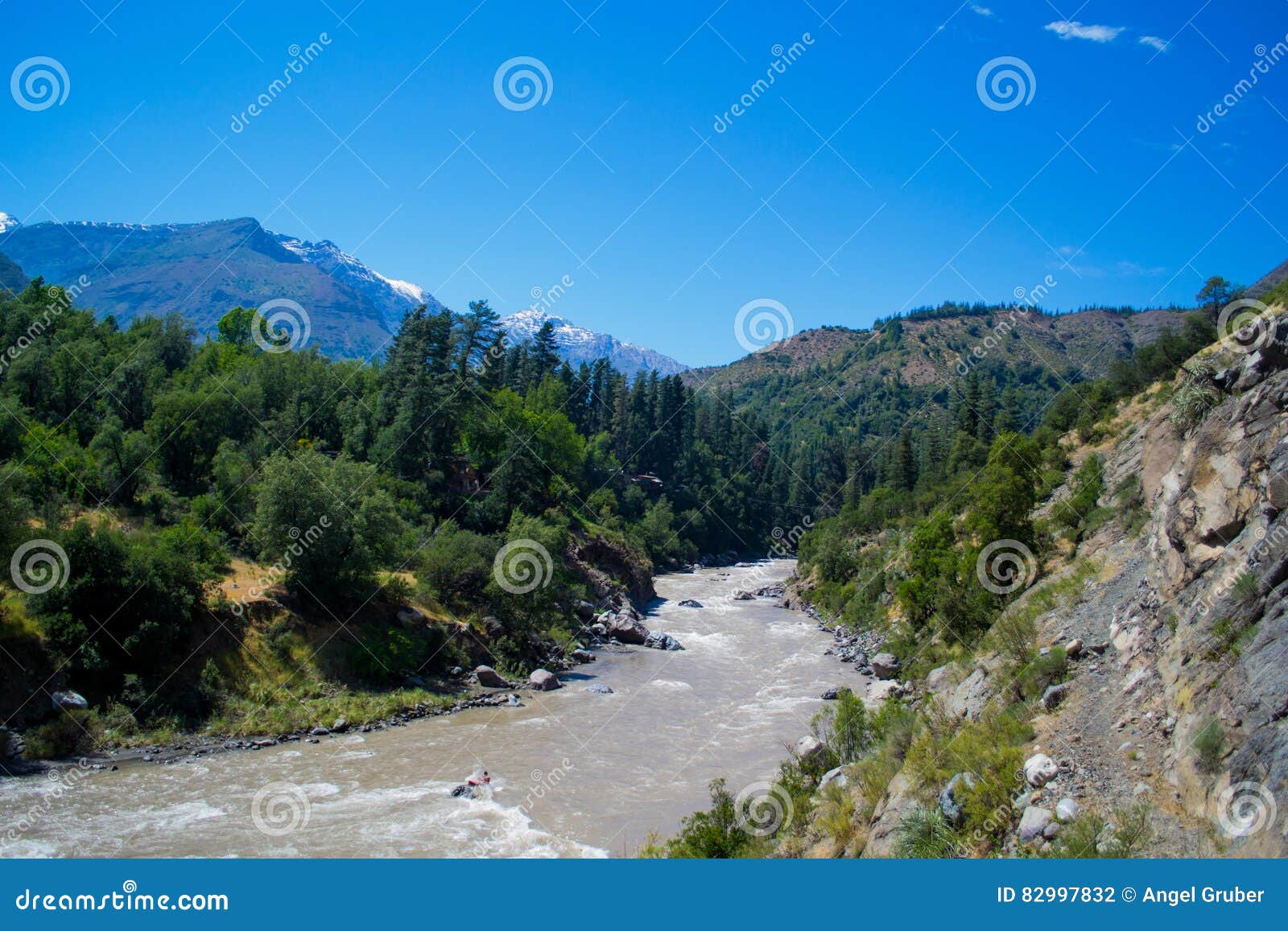 Landscape with a River Mountains and Trees Stock Photo - Image of ...