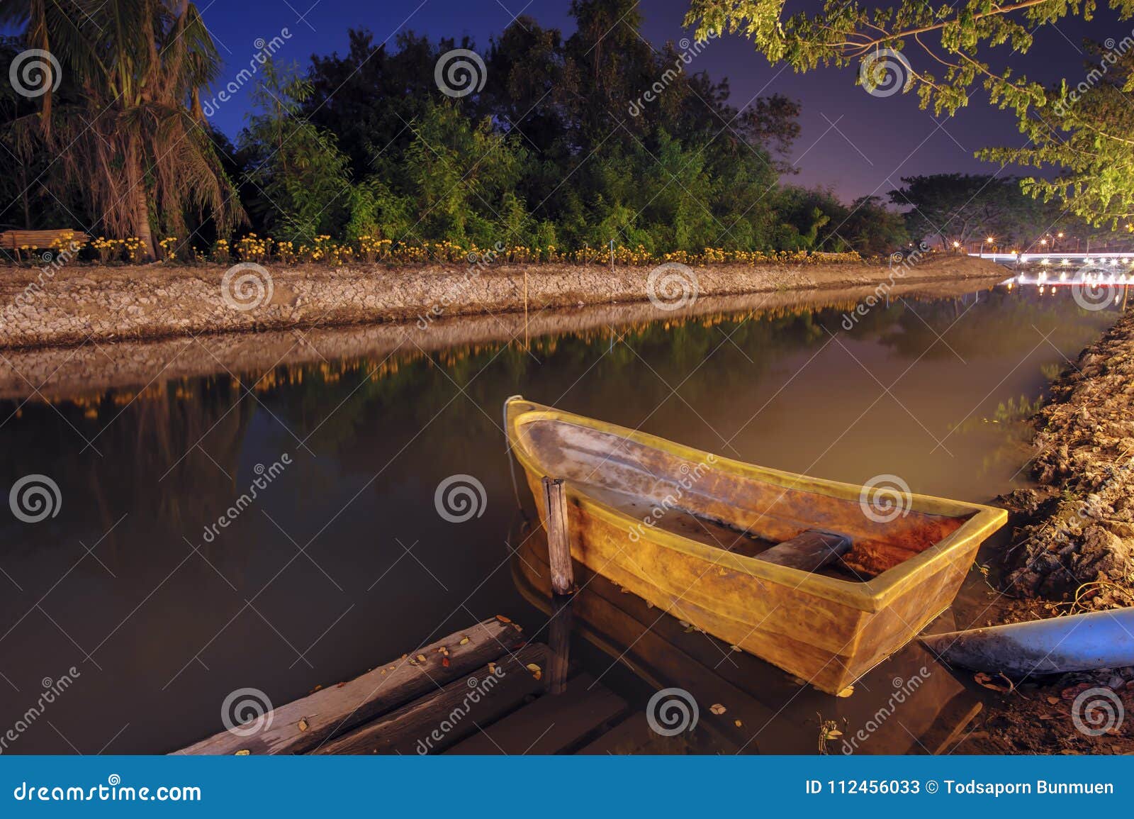 Landscape River at Night with Ship Stock Image - Image of boat ...