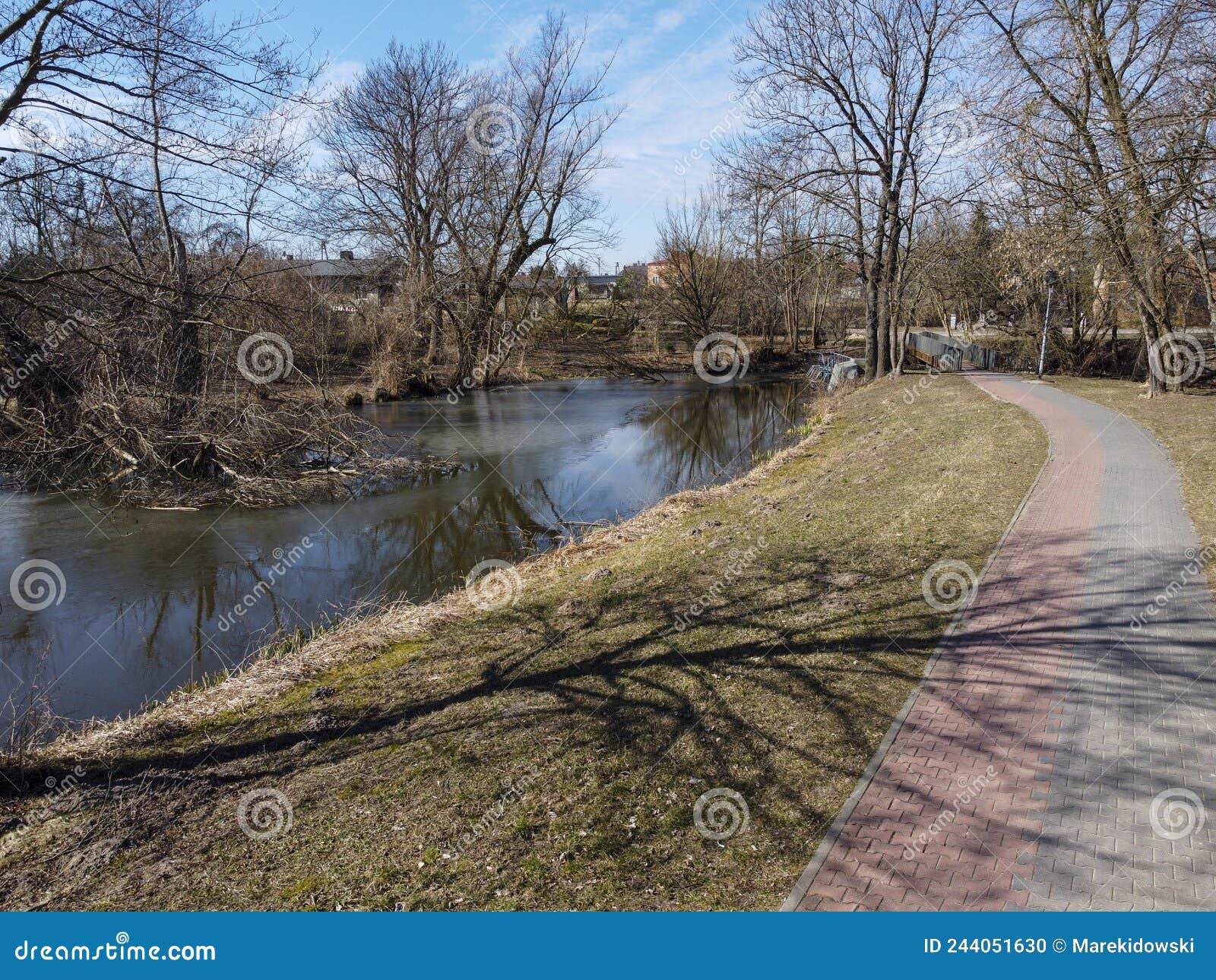 Landscape with a River and the Setting Sun. Stock Photo - Image of ...