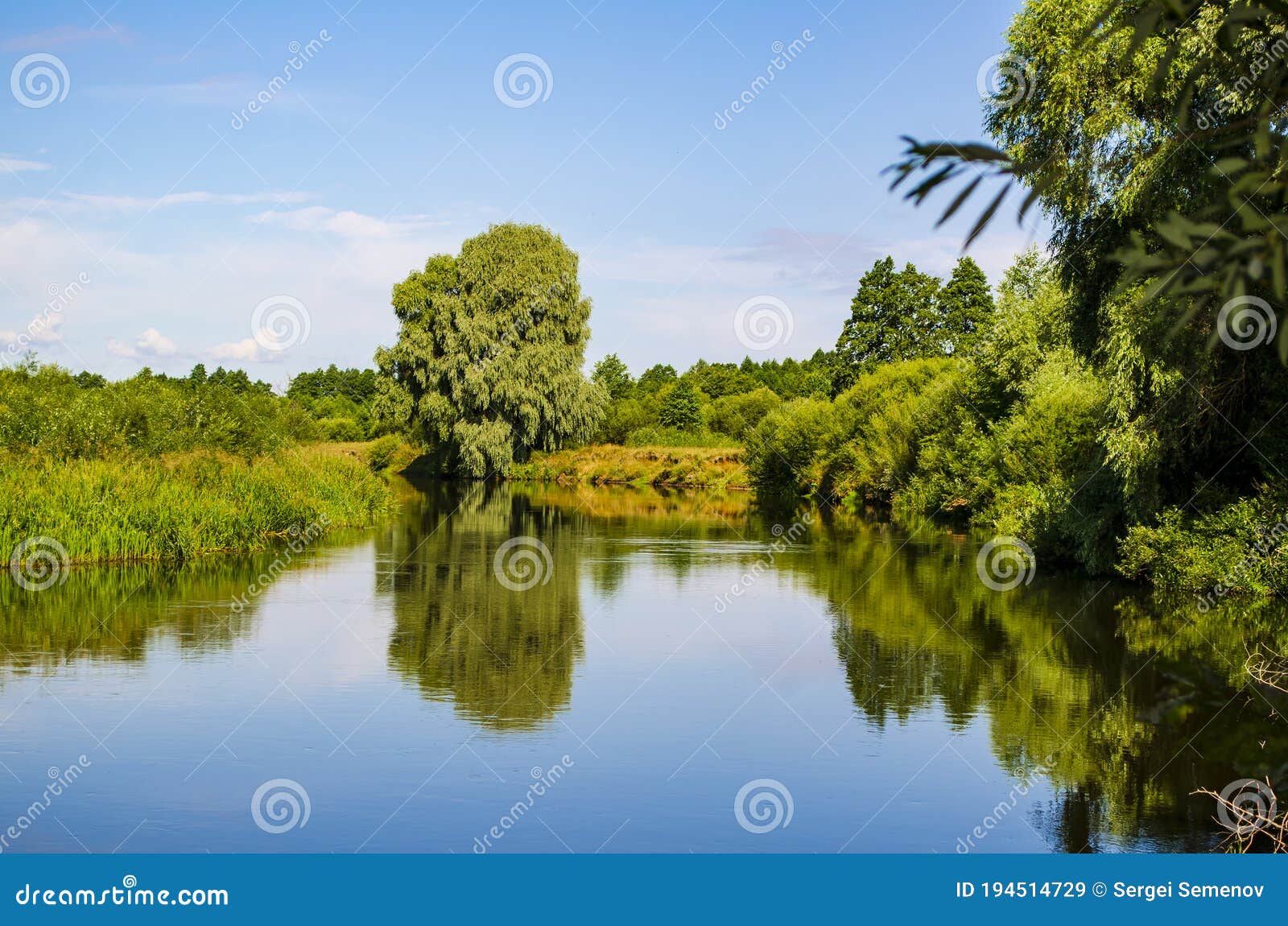 Landscape of a River with Steep Banks Stock Image - Image of green ...