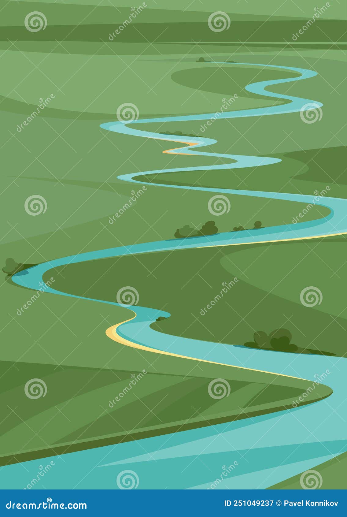 Landscape with River View from Above. Stock Vector - Illustration of ...