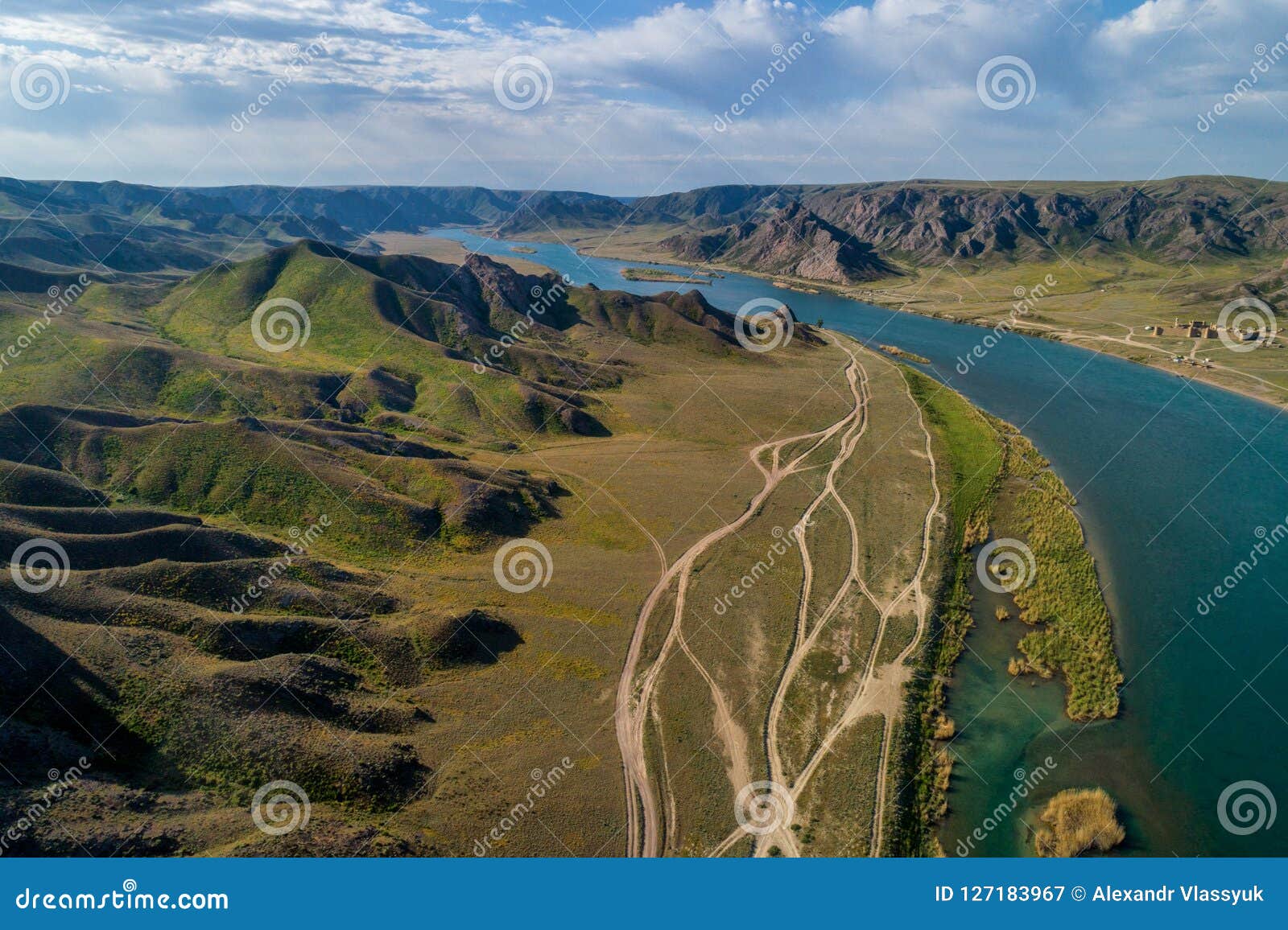 Landscape with a River, View from the Top Stock Illustration ...