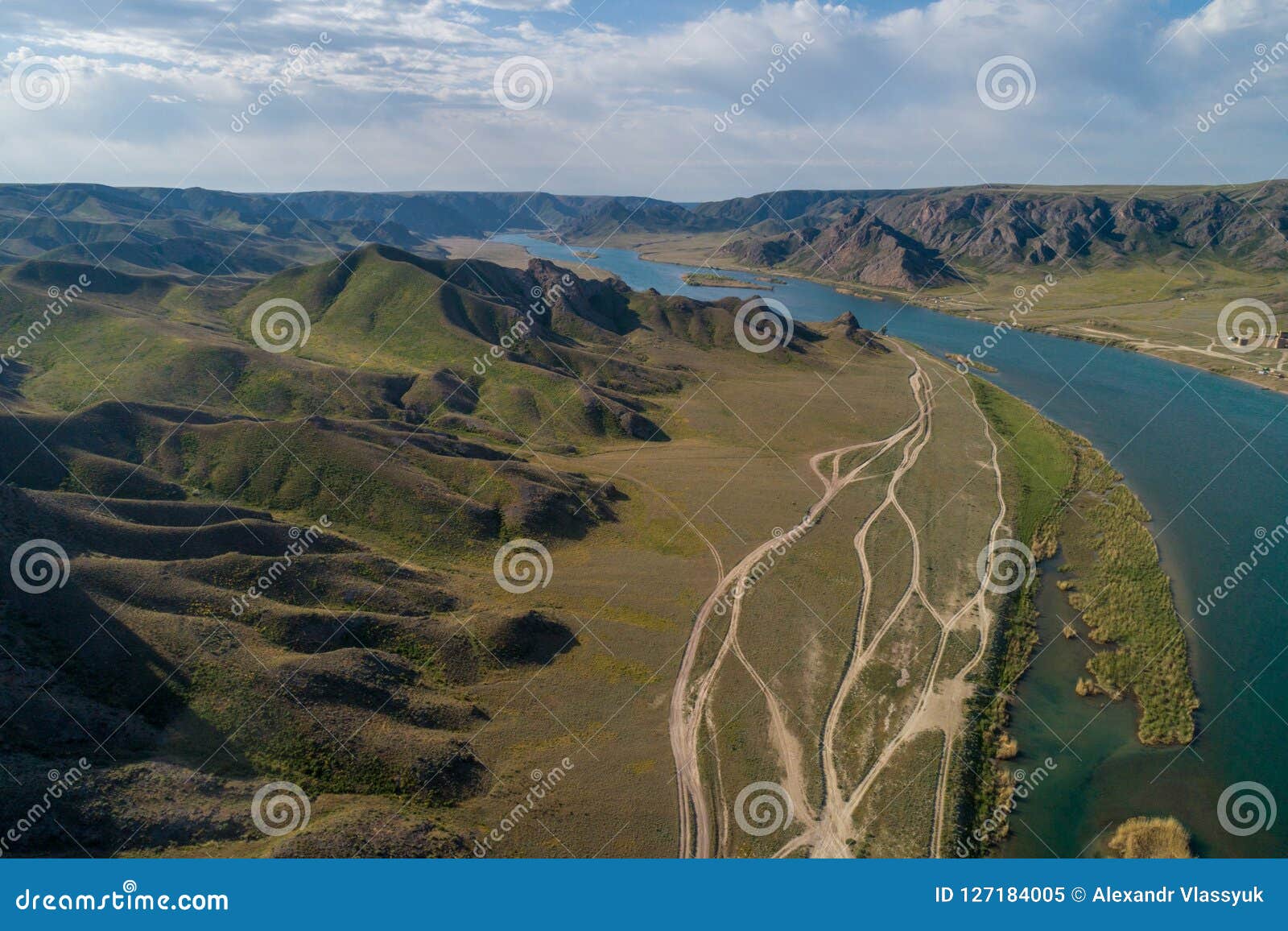 Landscape with a River, View from the Top Stock Illustration ...