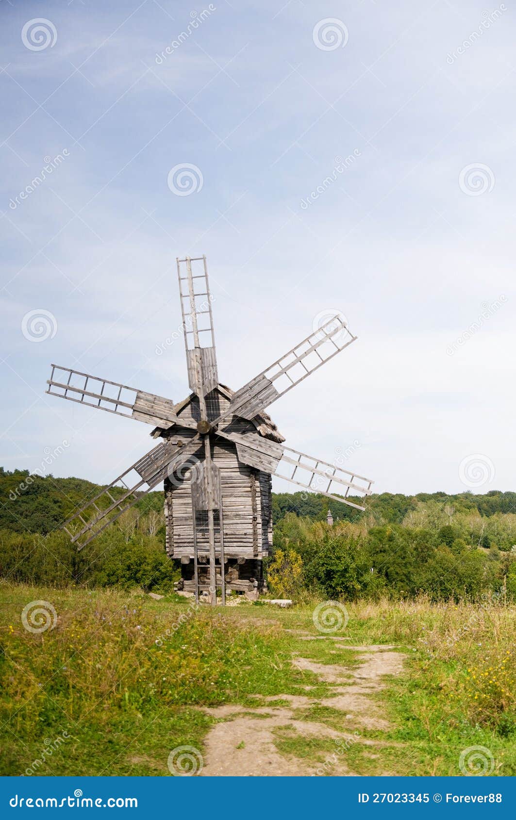 Landscape with Road and Mill Stock Image - Image of paradise, farming ...