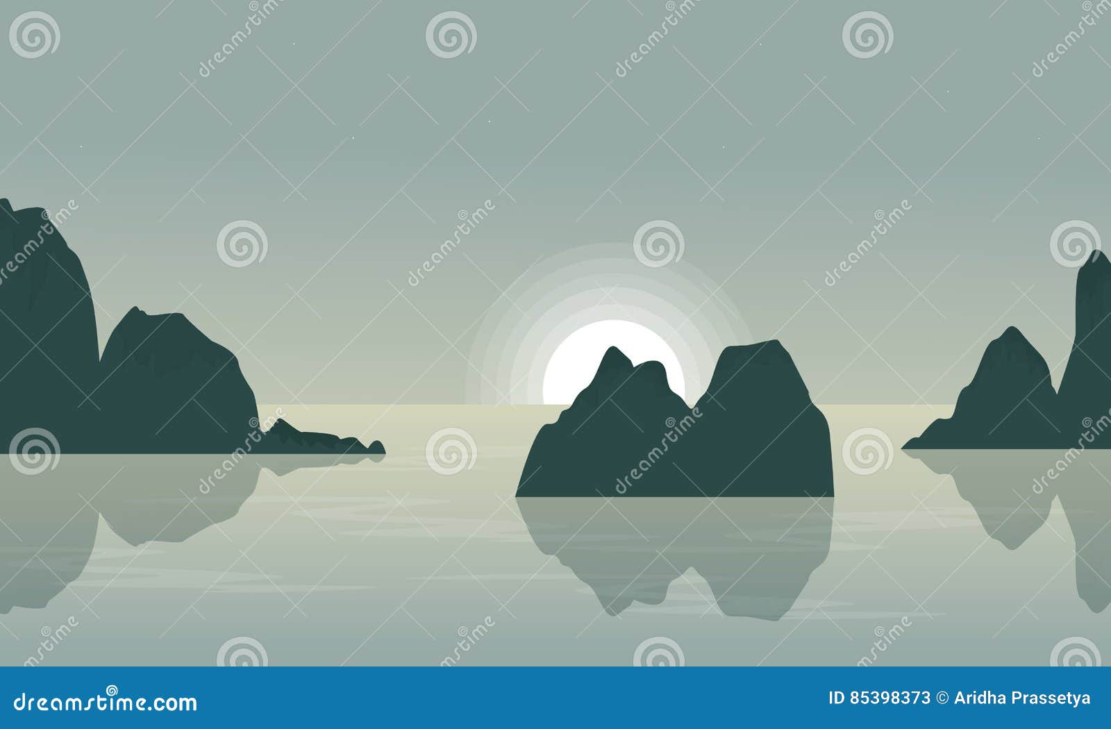 Landscape of Rock on the Lake Stock Vector - Illustration of forest ...
