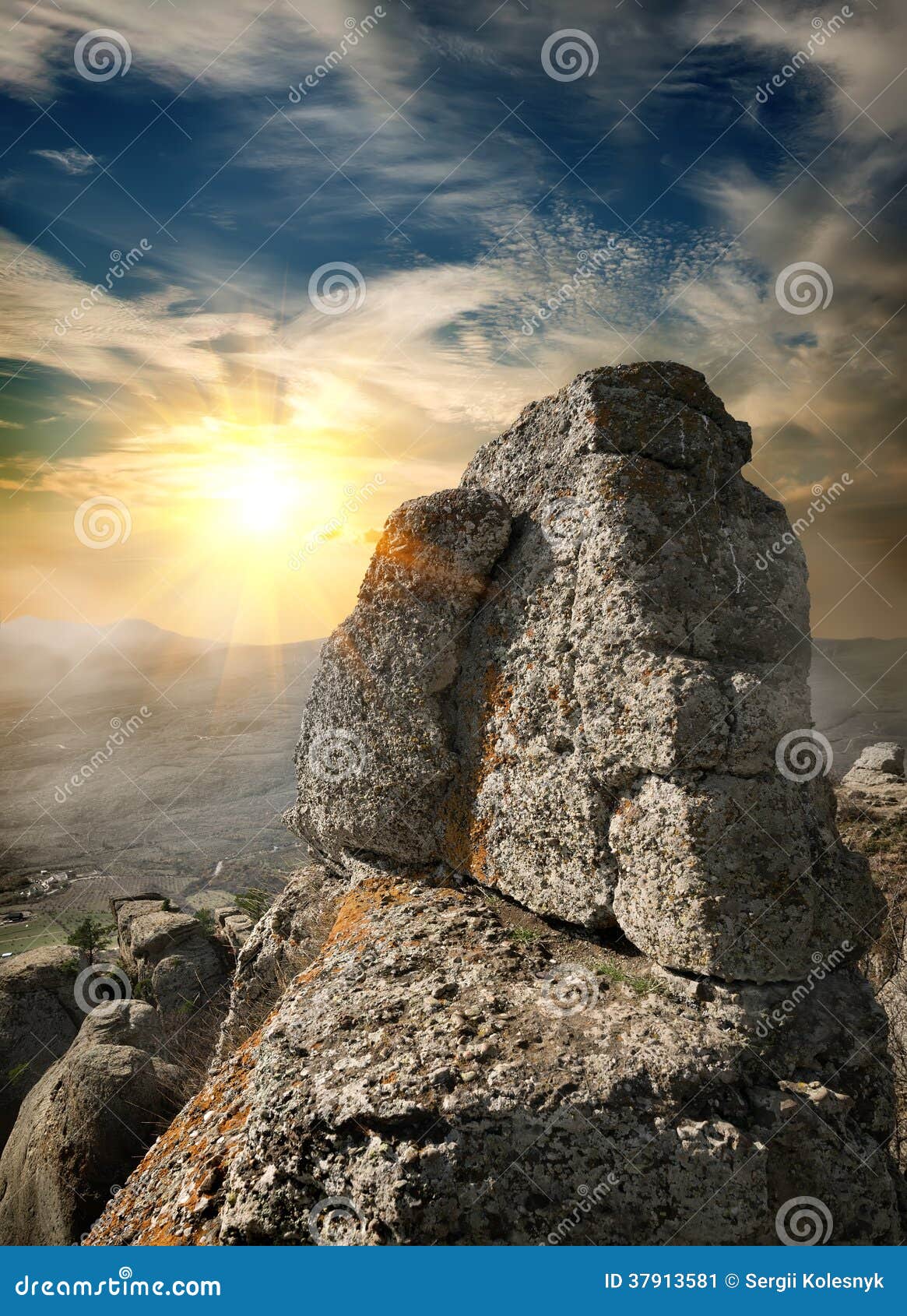 Landscape with rock stock image. Image of evening, mountain - 37913581