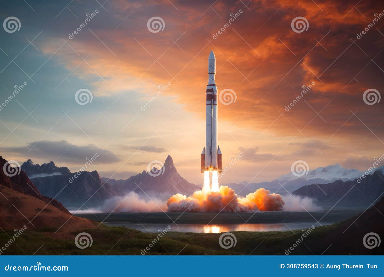 A Landscape of a Rocket Preparing To Launch Stock Image - Image of ...