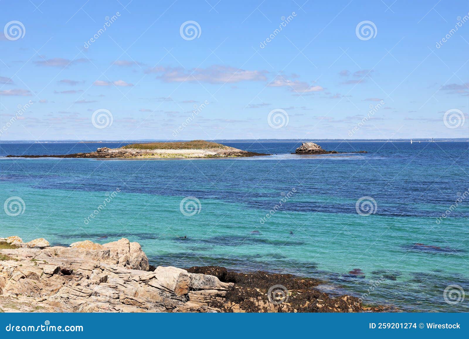 Landscape of a Rocky Beach on a Sunny Day Stock Photo - Image of island ...