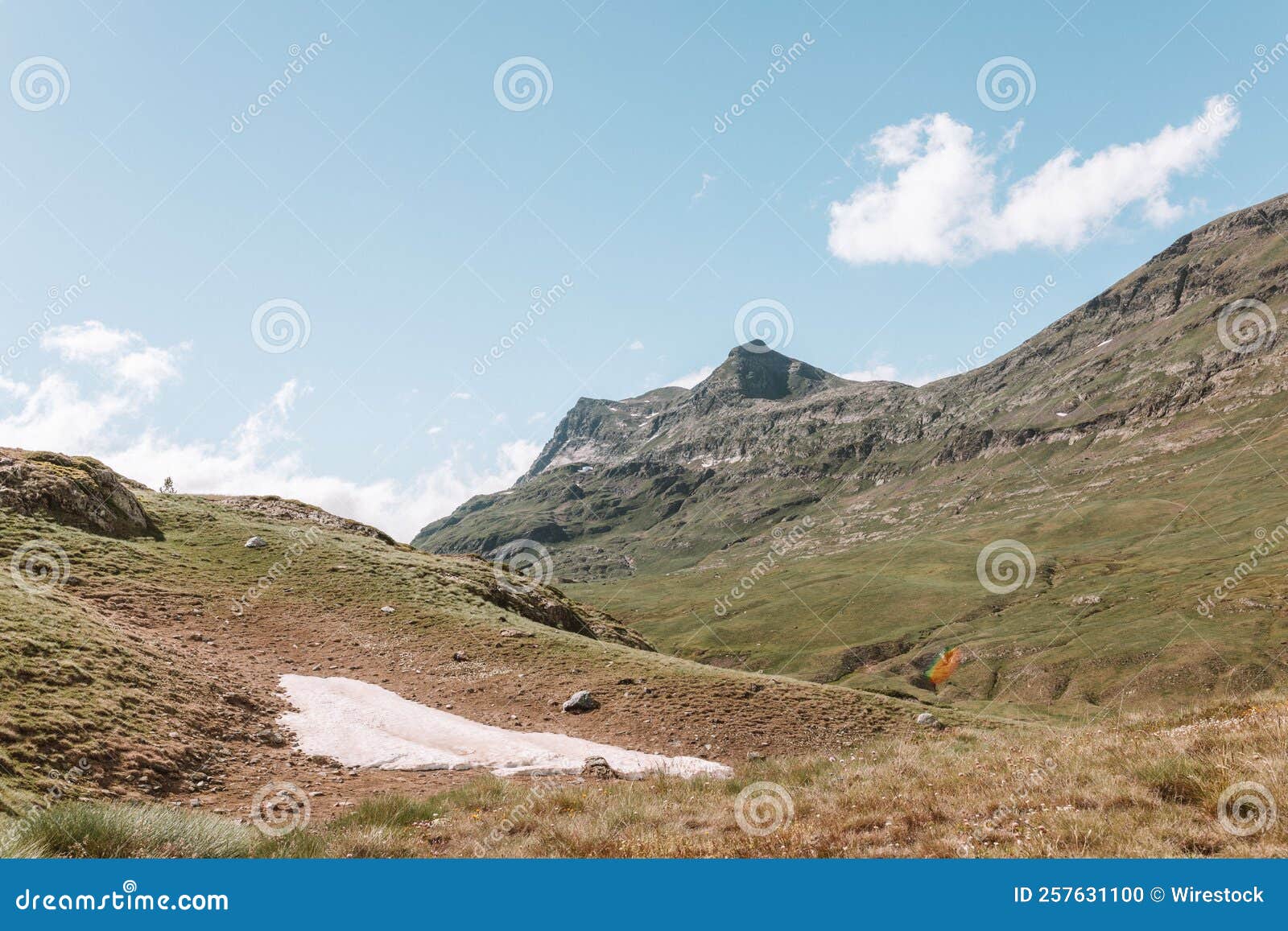 Landscape of Rocky Hills with Green Slopes Under Sunlight Stock Photo ...