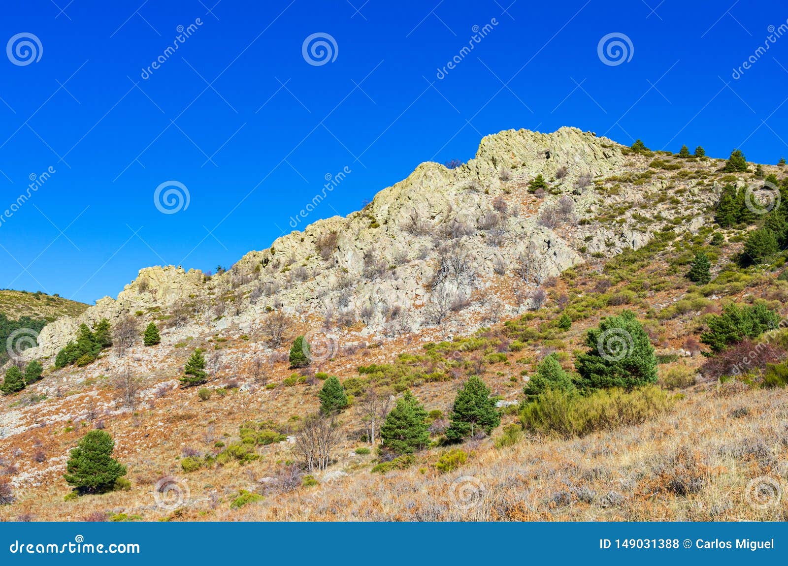 Landscape of a Rocky Mountain and Deep Blue Sky Stock Photo - Image of ...