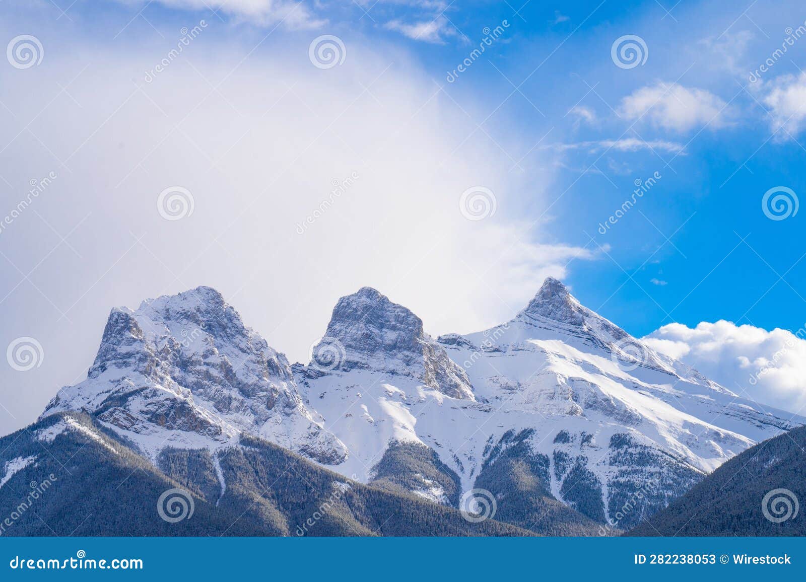 Landscape of Rocky Snowy Mountains in Canmore, Canada Stock Image ...