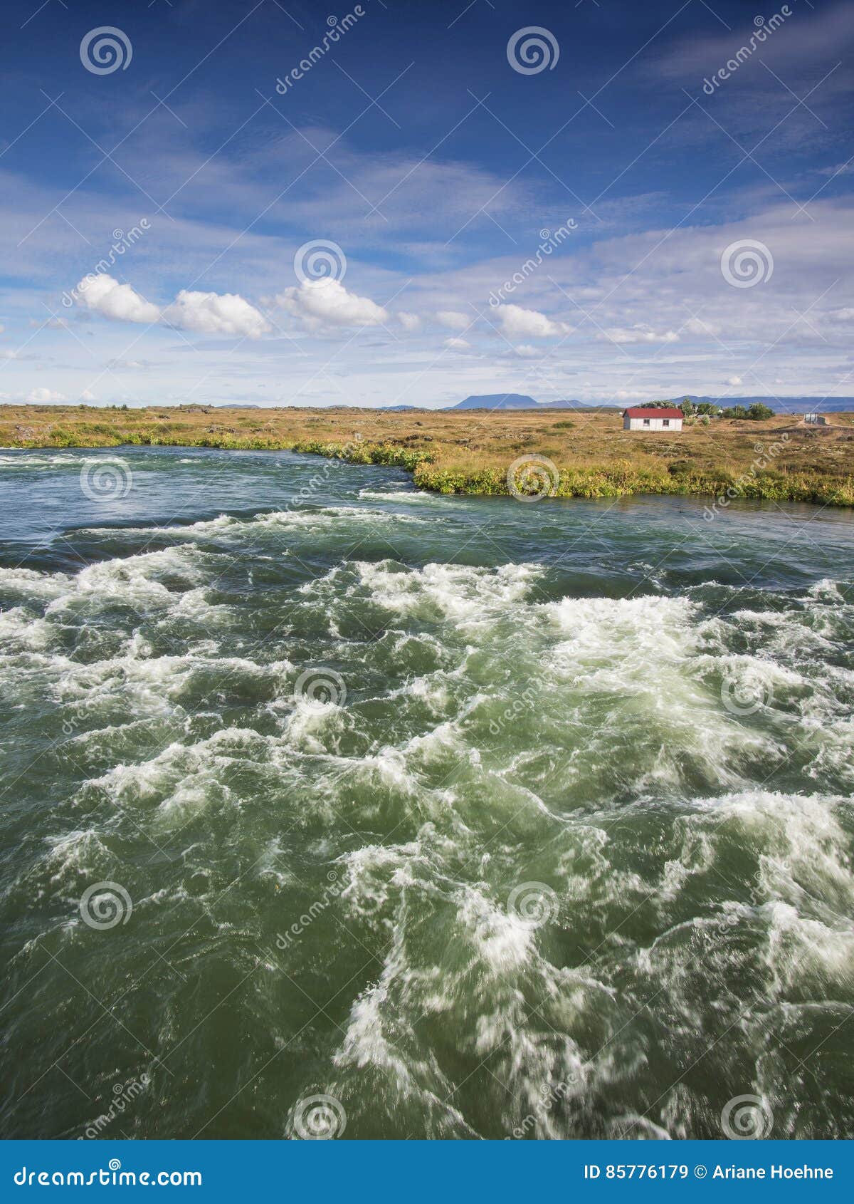 Landscape with a Rushing Blue River Stock Image - Image of meadow ...