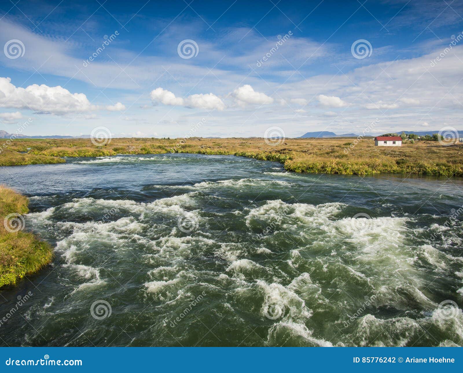 Landscape with a Rushing Blue River Stock Photo - Image of beauty ...