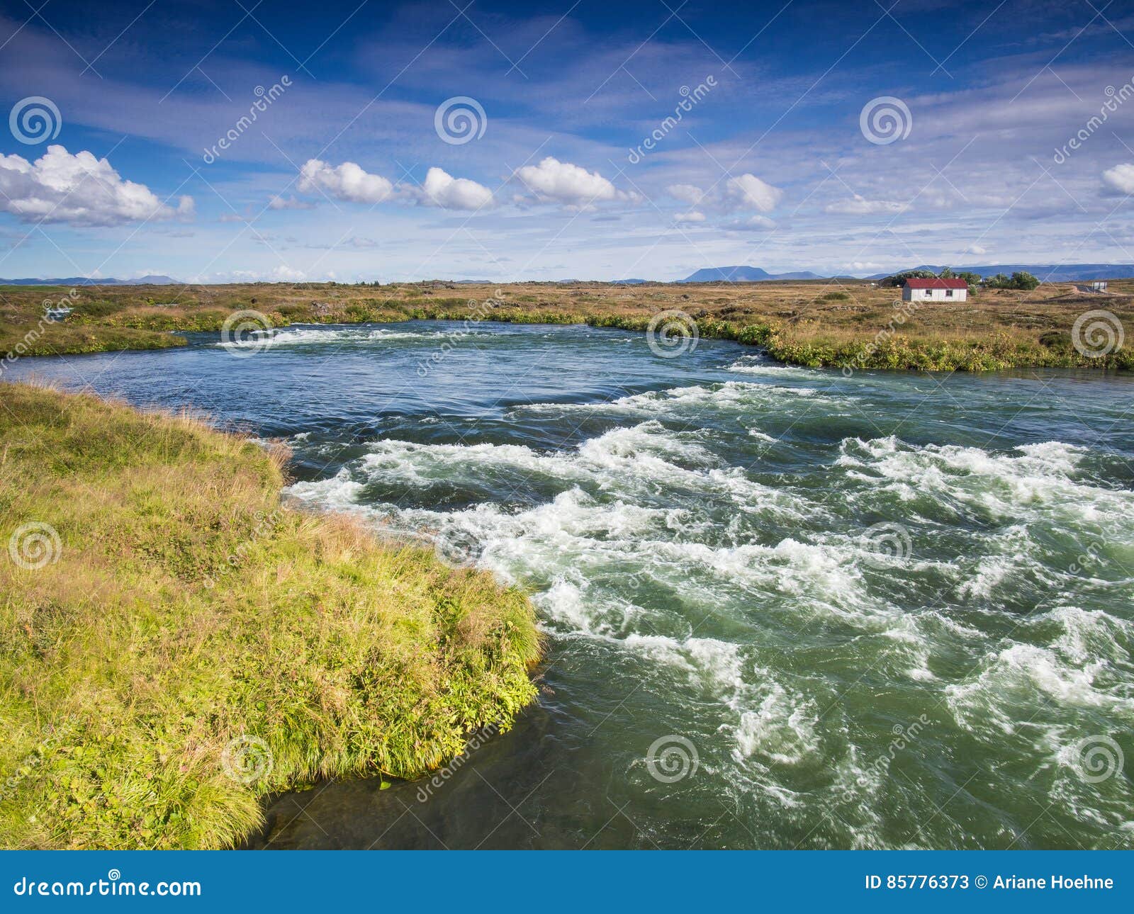 Landscape with a Rushing Blue River Stock Image - Image of flowing ...