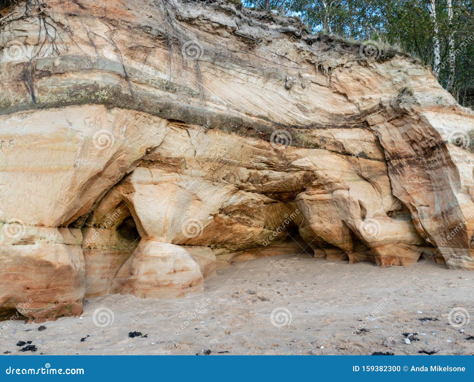Landscape with Sandstone Cliff, Interesting Sand Structure and ...