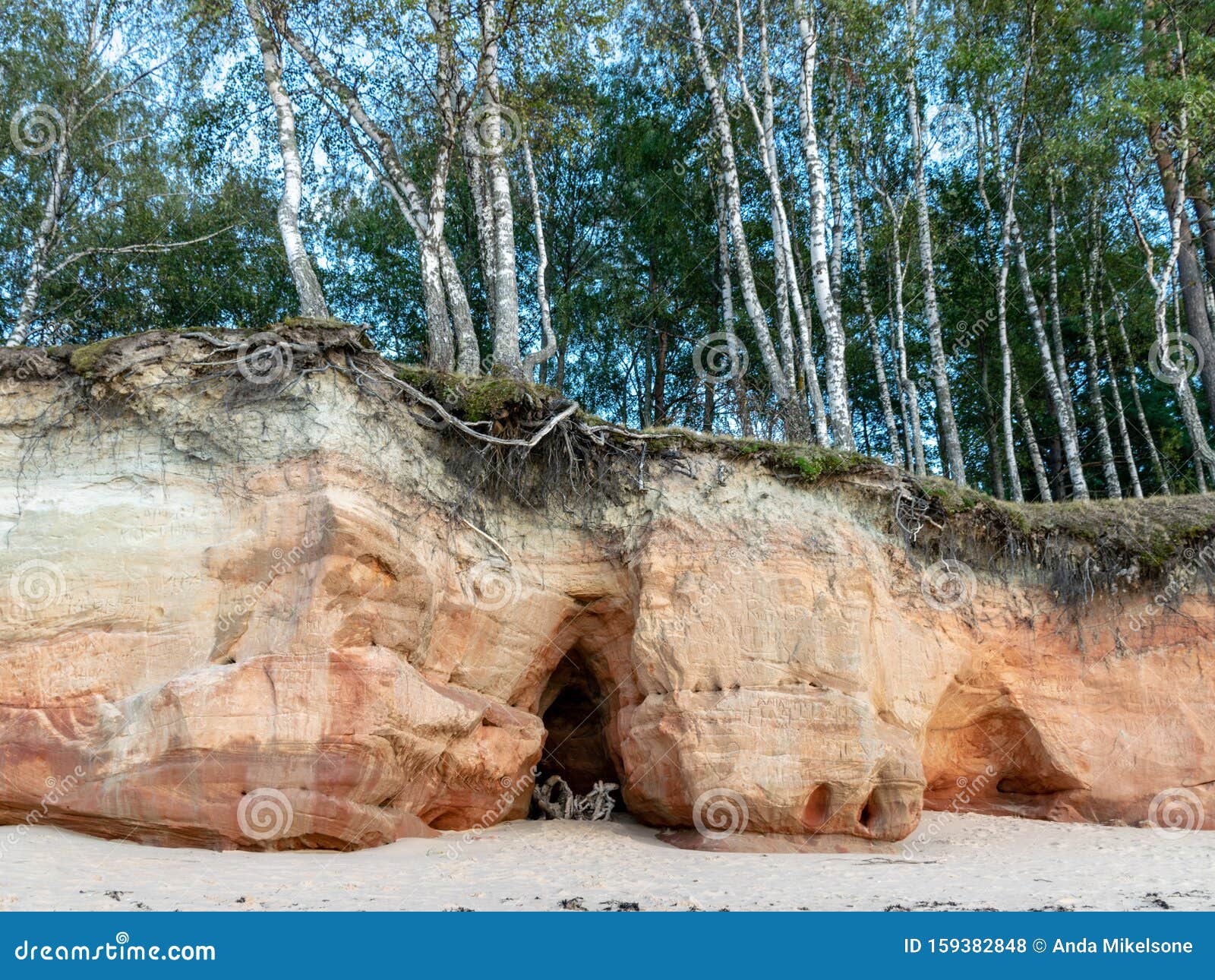 Landscape with Sandstone Cliff, Interesting Sand Structure and ...