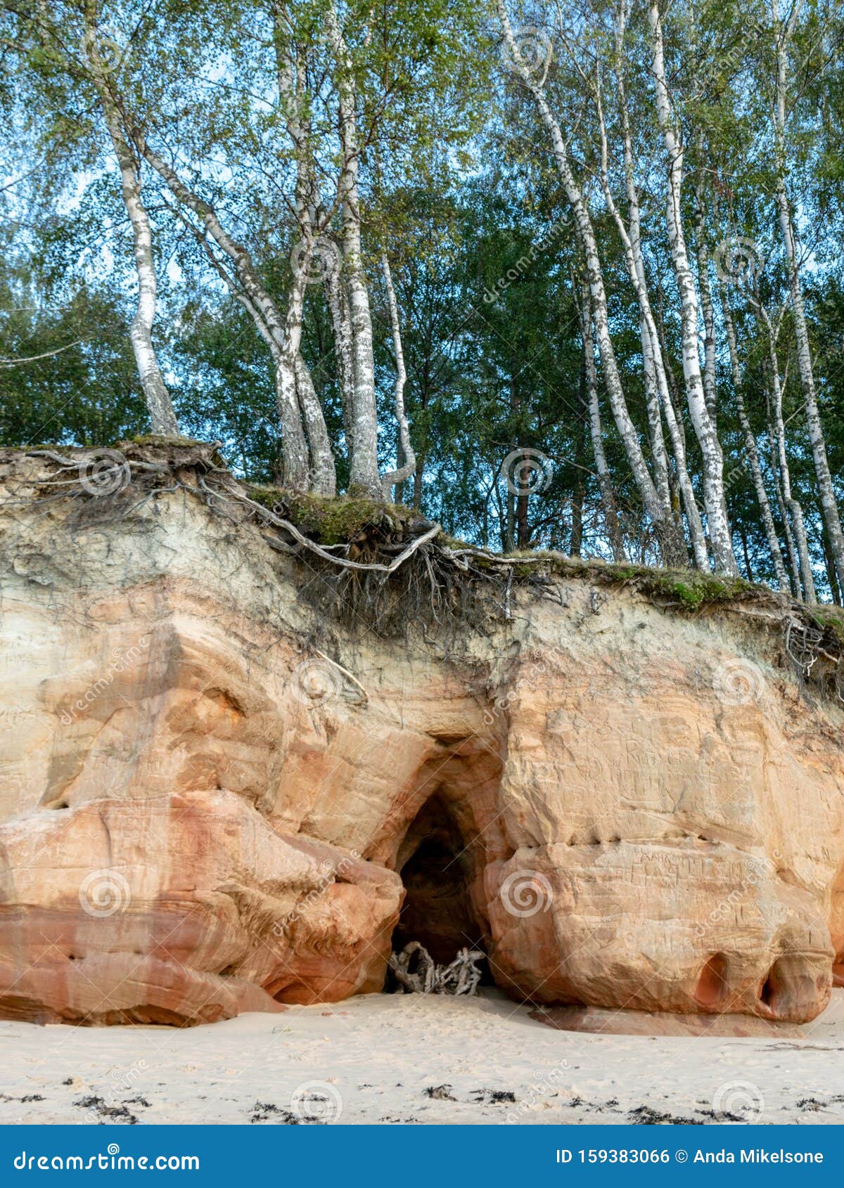 Landscape with Sandstone Cliff, Interesting Sand Structure and ...