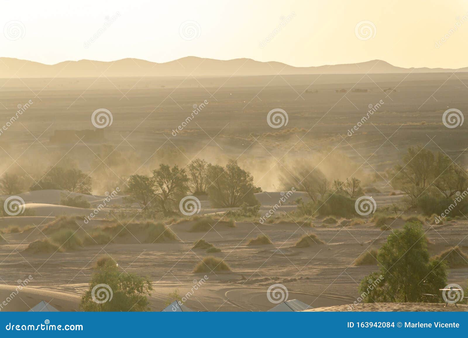 Landscape with Sandstorm in the Sahara Desert. Morocco Stock Photo ...