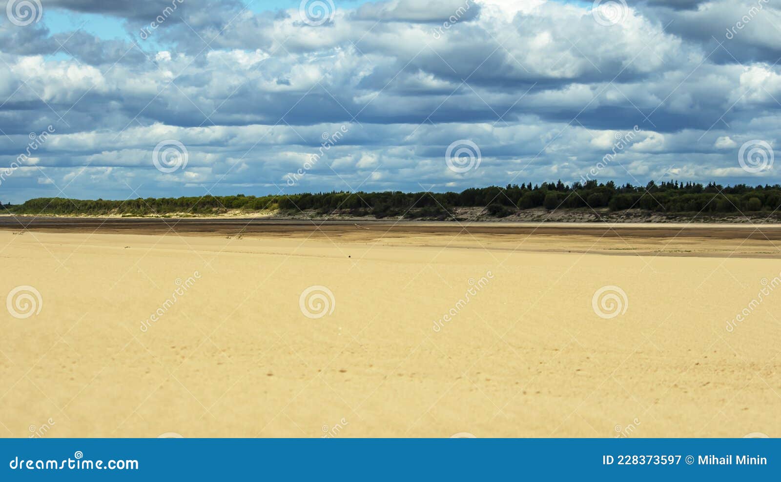 Landscape Sandy Beach on the Background of Blue Cloudy Sky, Backgrounds ...
