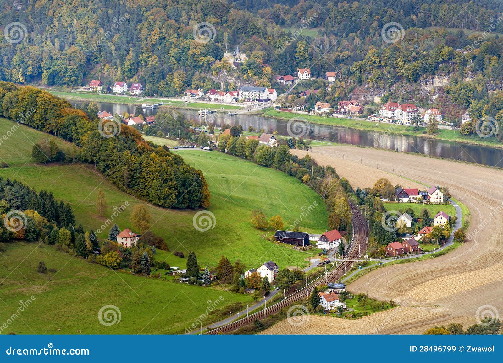 Landscape in Saxony with Elbe River Stock Image - Image of national ...