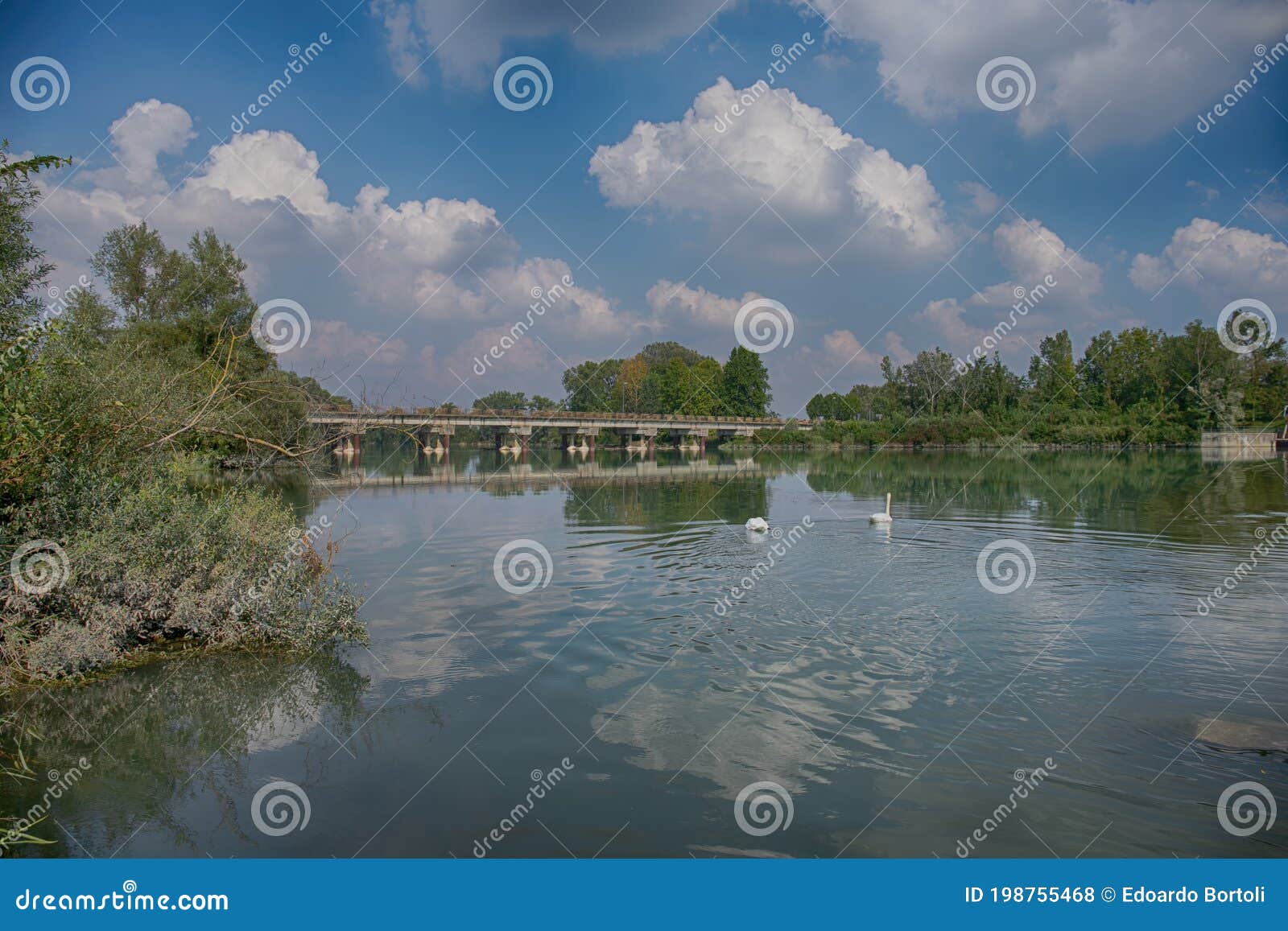 Landscape Scene with Clouds and River Stock Photo - Image of light ...