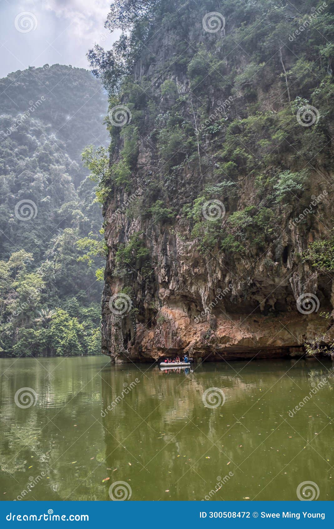 Landscape Scene of the Lake Around the Limestone Hill. Stock Photo ...